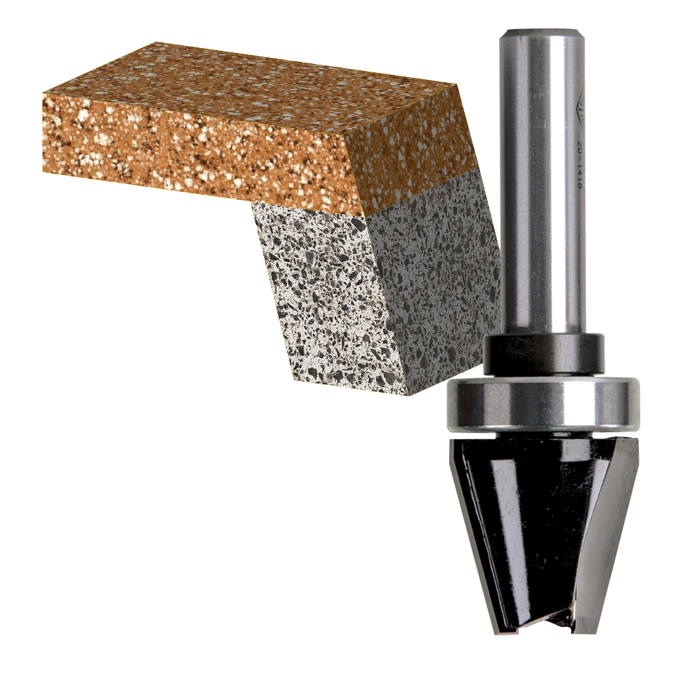 2 Flute Chamfer Bit 15 with Ball Bearing Guide Carbide Tipped Carbitool